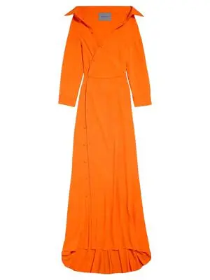 Balenciaga Off-shoulder Dress In Silk Cady - Orange