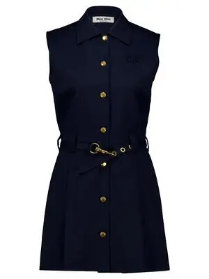 Miu Miu Navy Poplin Mini Dress - Blue