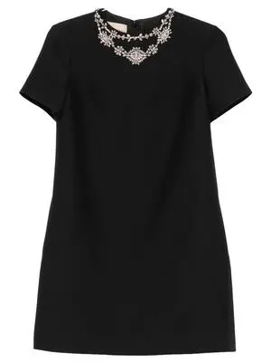 Valentino Garavani Wool And Silk Blend Mini Dress With Crystal Embellishment - Multicolor