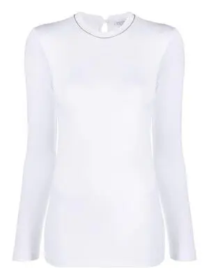 Brunello Cucinelli BRUNELLO CUCINELLI Cotton V-Neck T-Shirt With Monili Trim Multicolor