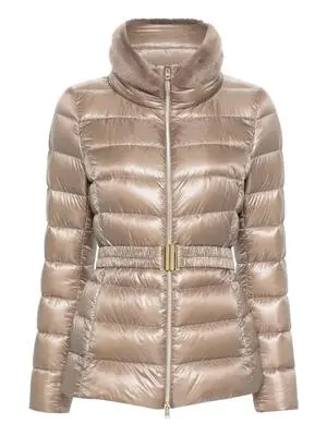 Herno Belted Down Jacket With Fur Collar - Multicolor