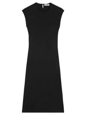 JIL SANDER Black Lightweight Jersey Crew Neck Sleeveless Dress - Multicolor