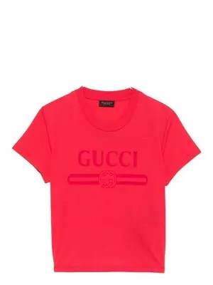 Gucci Logo Cotton Cropped T-shirt - Multicolor