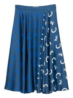 Celine Silk A-line Skirt With Logo Print - Multicolor