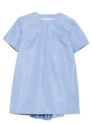 Sacai Cotton Mini Dress With Pleated Back - Multicolor
