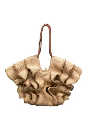 Zimmermann Raffia Tote With Ruffle Detail - Multicolor