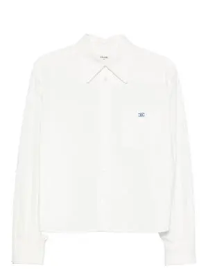 Celine Cotton Shirt With Embroidered Logo - Multicolor