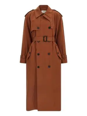 Saint Laurent Cotton And Silk Trench Coat - Multicolor