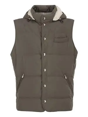 Brunello Cucinelli Padded Hooded Gilet In Technical Fabric - Multicolor