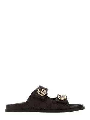Gucci Dark Canvas Slides - Brown