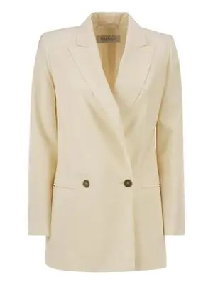 Max Mara Virgin Wool Double-breasted Tailored Blazer - Cream