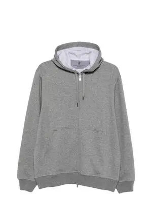BRUNELLO CUCINELLI BRUNELLO CUCINELLI Grey Cotton Blend Zip-Up Hoodie