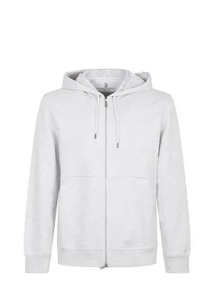Brunello Cucinelli Heather Grey Cotton Blend Zip-up Hoodie - Multicolor