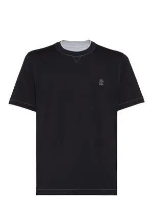 Brunello Cucinelli Brunello Cucinelli Men Logo Cotton T-Shirt Multicolor