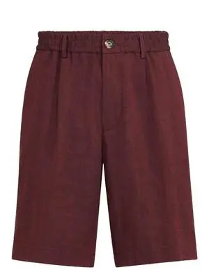 Brunello Cucinelli Linen Blend Chevron Knee Length Bermuda Shorts - Multicolor
