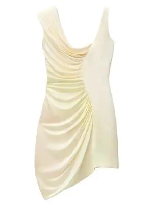 Versace Asymmetric Draped Mini Dress - Neutrals