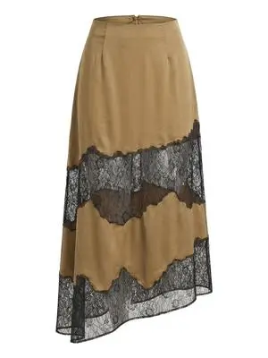 LILY AND LIONEL Eleanor Lace Insert Midi Skirt - Green