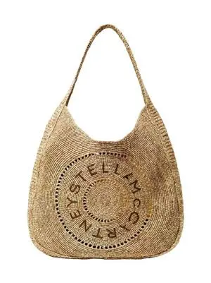 Stella McCartney Logo-perforated Raffia Tote Bag - Neutrals