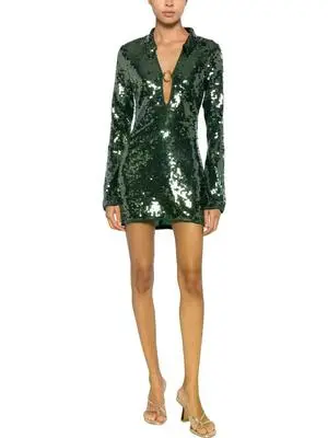 Oseree Marilyn Sequin-embellished Mini Dress - Green