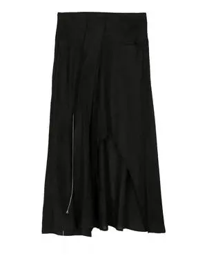 Yohji Yamamoto Asymmetrical Linen Skirt - Black