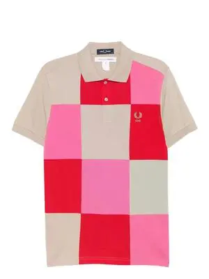 Comme Des Garçons Patchwork-effect Logo-embroidered Polo Shirt - Neutrals
