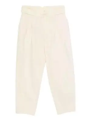 PSOPHIA Cream Pleated Tapered Trousers - Neutrals