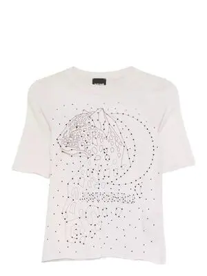 Just Cavalli Graphic Print Raw-edge T-shirt - Neutrals