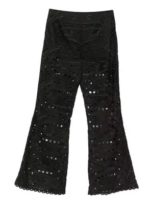 Charo Ruiz Ibiza Broderie Anglaise Flared Trousers - Black