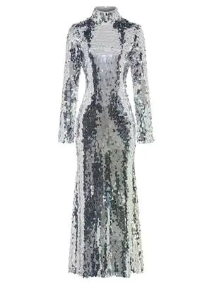 SIMONMILLER Sculpted Sequin Maxi Dress - Silver