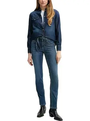 Liu Jo Embroidered Stretch-cotton Shirt - Blue