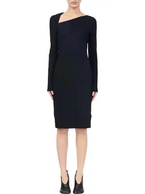 MAISON MARGIELA Lycra Jersey Asymmetric Neck Midi Dress - Black