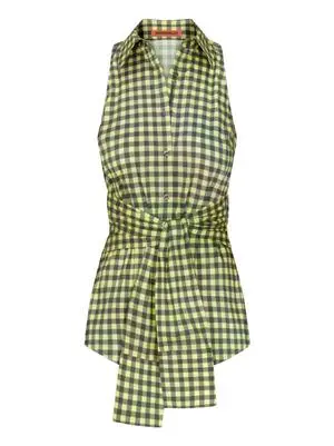 SIMONMILLER Inna Gingham Print Sleeveless Shirt - Yellow