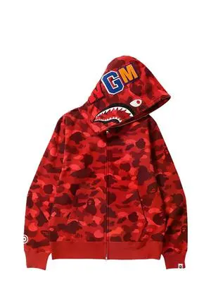 A BATHING APE Shark Camouflage-Print Hoodie Red