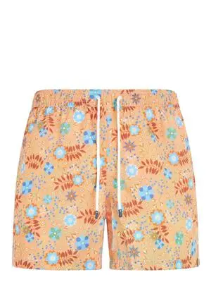 Fedeli Floral Print Swim Shorts - Orange
