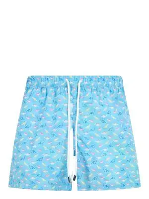 Fedeli Printed Swim Shorts - Blue