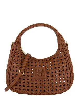 Miu Miu Oak Wander Woven Leather Hobo Bag - Brown