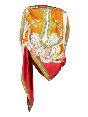 La DoubleJ Daisychain Placée" Silk Foulard Top - Multicolour