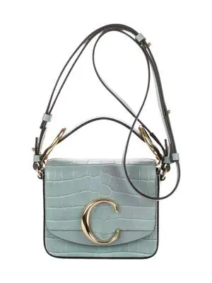 Chloé C Crocodile-effect Shoulder Bag - Blue