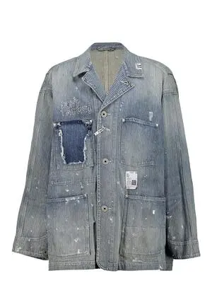 Mihara Yasuhiro Indigo Stripe Denim Chore Jacket - Blue