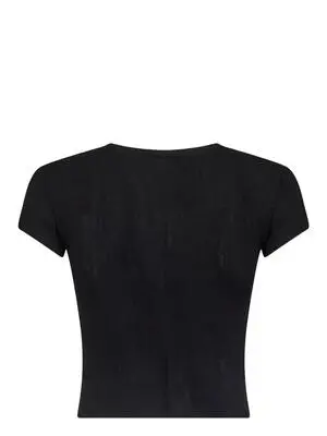 VIVIENNE WESTWOOD Embroidered Ribbed Cropped T-shirt - Black