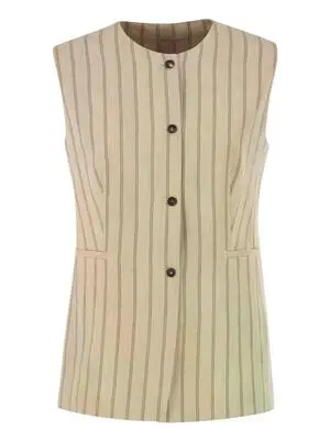 Antonelli Firenze Pinstriped Tailored Waistcoat - Neutrals