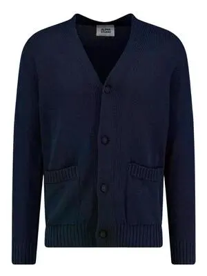 Alpha Studio Ribbed-trim Button-up Cardigan - Blue
