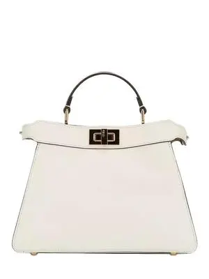 Fendi Fendi Peekaboo ISeeU Leather Tote Bag White
