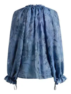 Etro Silk Jacquard Fil Coupé Floral Shirt - Blue