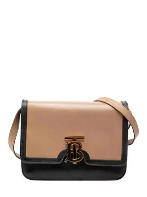 Burberry Small Bicolor Smooth Calfskin Tb Crossbody Bag - Brown