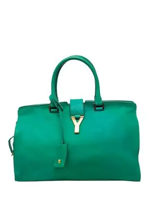 Saint Laurent Medium Cabas Chyc Satchel In Calfskin - Green