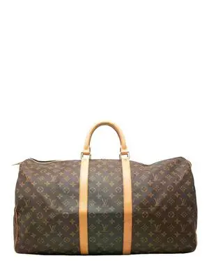 LOUIS VUITTON Monogram Keepall 55 Travel Bag - Brown