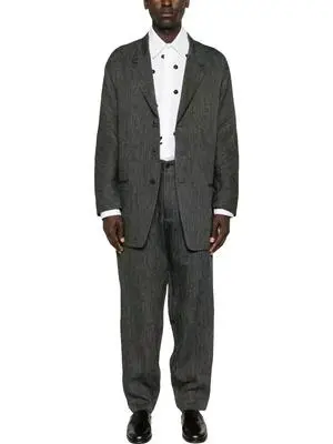 Yohji Yamamoto Tapered Linen Trousers - Grey