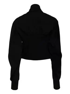 Yohji Yamamoto Layered Cropped Bomber Jacket - Black