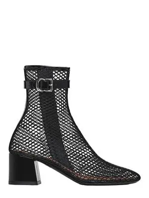 Alaïa Leather Mesh Ankle Boots 55 - Black